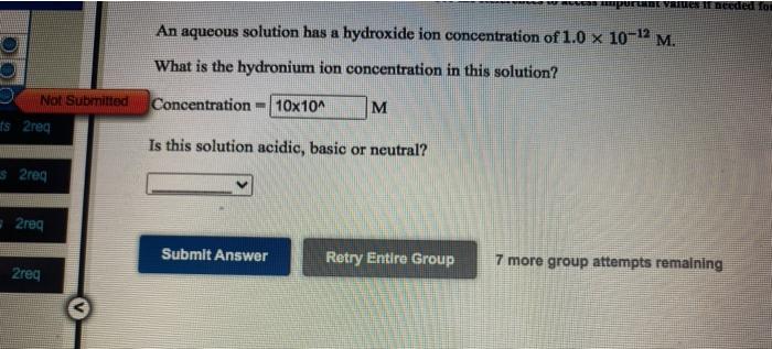 Solved ortant Values if needed for this que An aqueous | Chegg.com