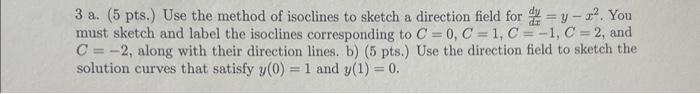 3 a. (5 pts.) Use the method of isoclines to sketch a | Chegg.com