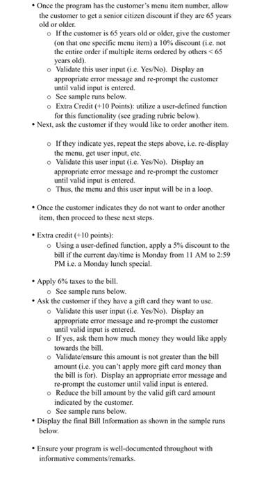 Solved Program Specifications/Requirements. • Create a | Chegg.com