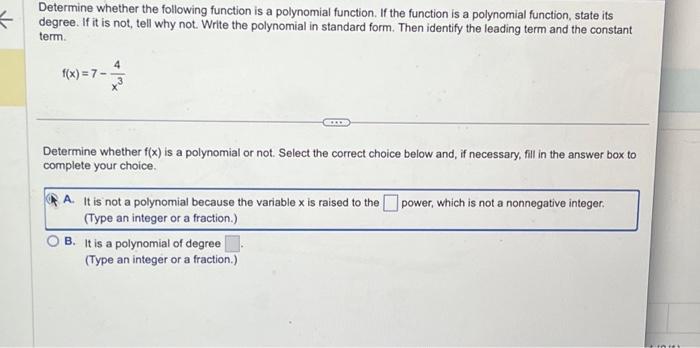 Solved Determine whether the following function is a | Chegg.com