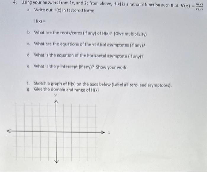 4. Using your answers from 1c, and 2c from above, | Chegg.com