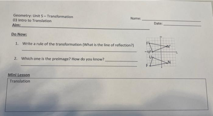 Solved Geometry: Unit 5 - Transformation 03 Intro to | Chegg.com