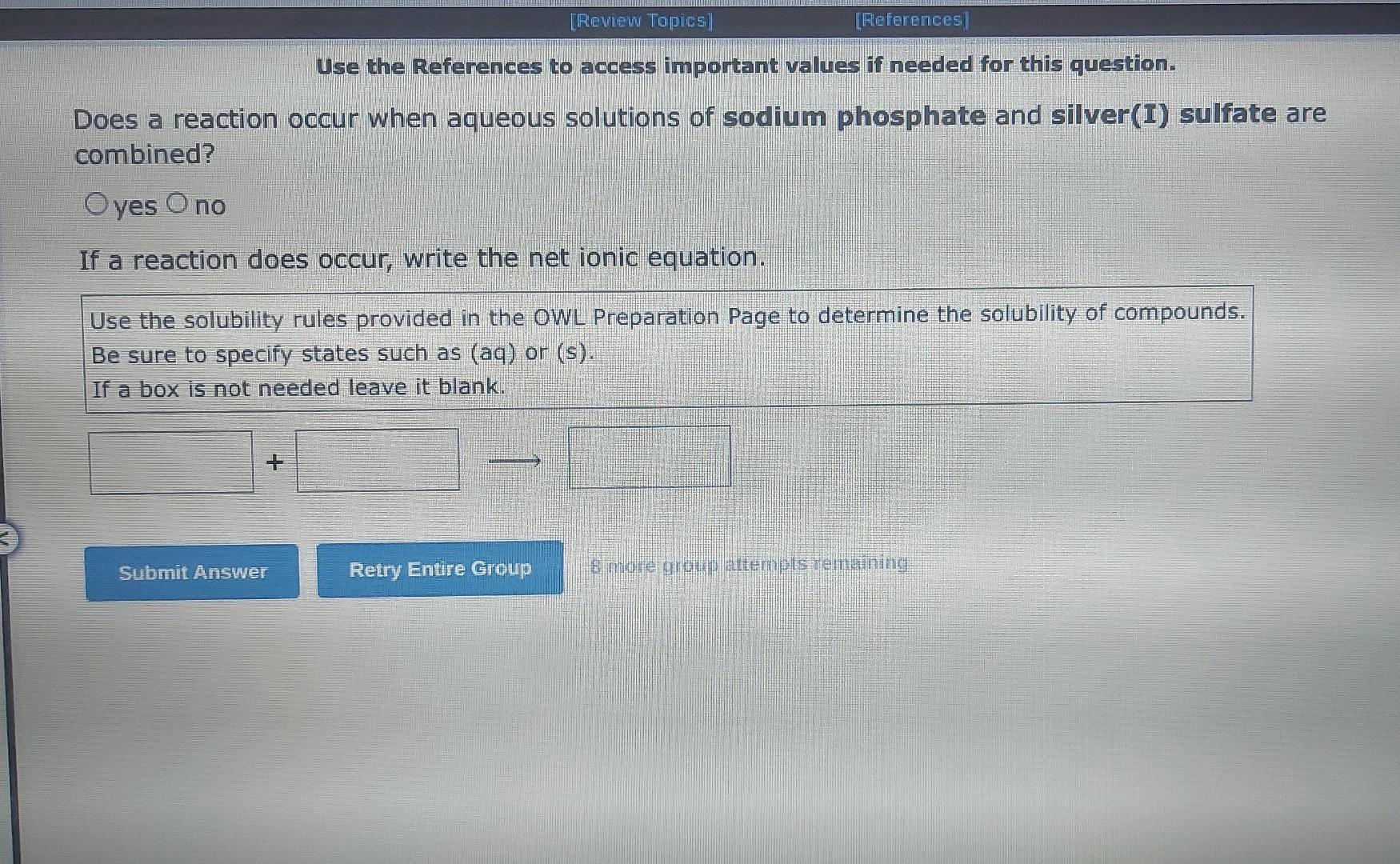 Solved Use the solubility rules provided in the OWL | Chegg.com