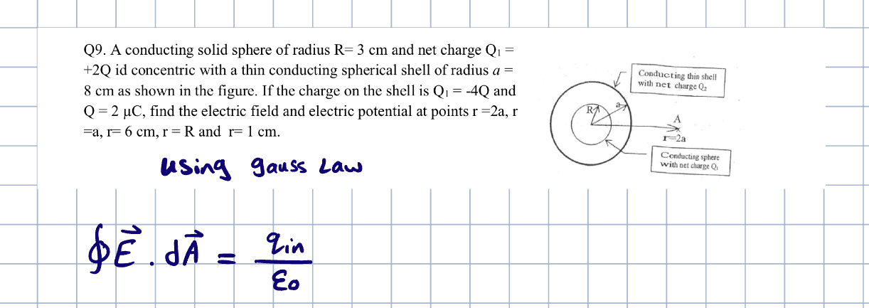 Solved Q9. ﻿A conducting solid sphere of radius R=3cm ﻿and | Chegg.com