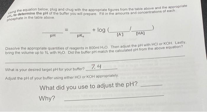 using the equation below, plug and chug with the | Chegg.com