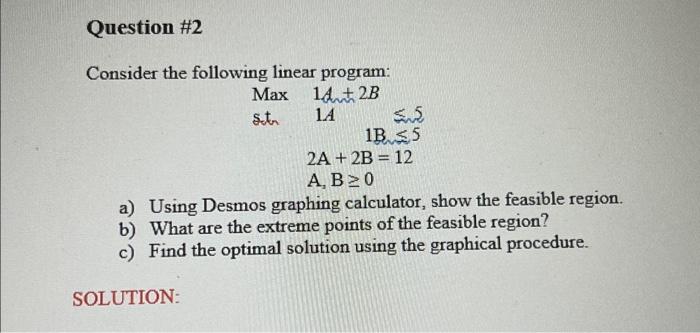 Solved Consider the following linear program: Max s.t. | Chegg.com
