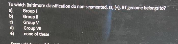Solved To which Baltimore classification do non-segmented, | Chegg.com
