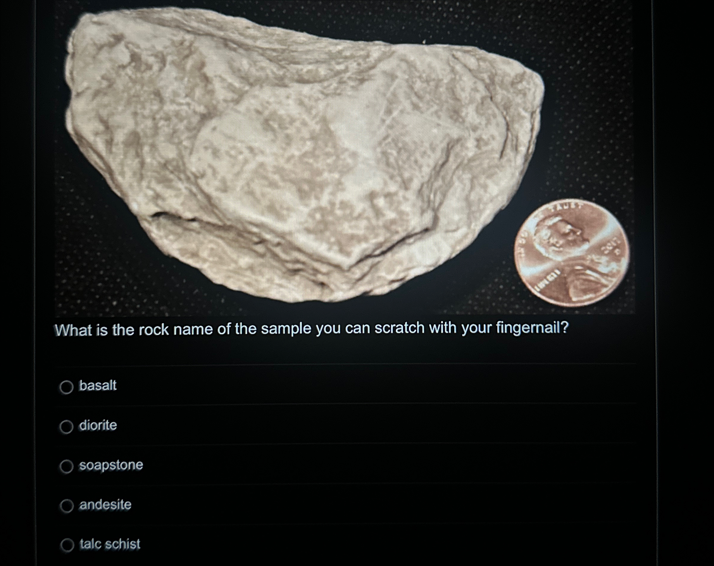 Solved What is the rock name of the sample you can scratch | Chegg.com