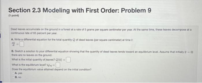 Solved Section 2 3 Modeling With First Order Problem 9 1