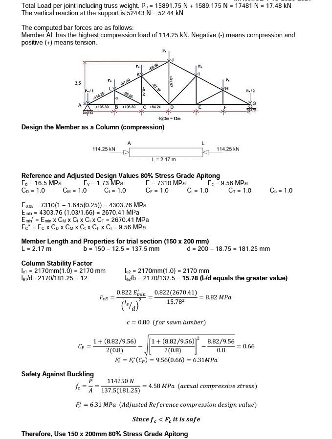 EXAMPLE 3: DESIGN/ANALYSIS OF TRUSSES Howe roof | Chegg.com