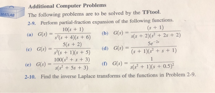 Solved MATLAB Additional Computer Problems The following | Chegg.com