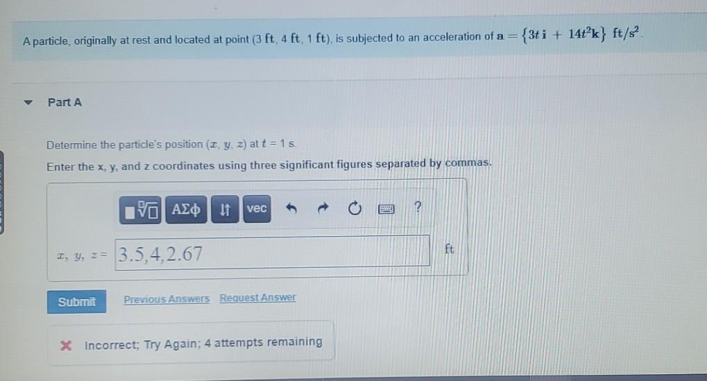 Solved A particle, originally at rest and located at point | Chegg.com