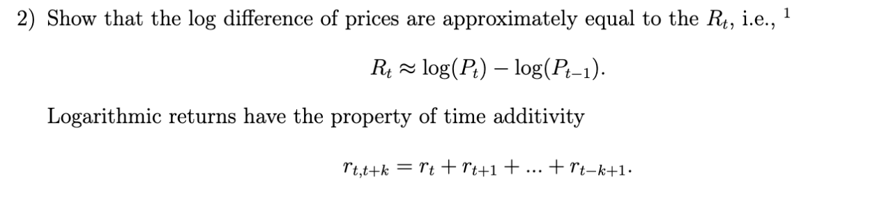 Show that the log difference of prices are | Chegg.com