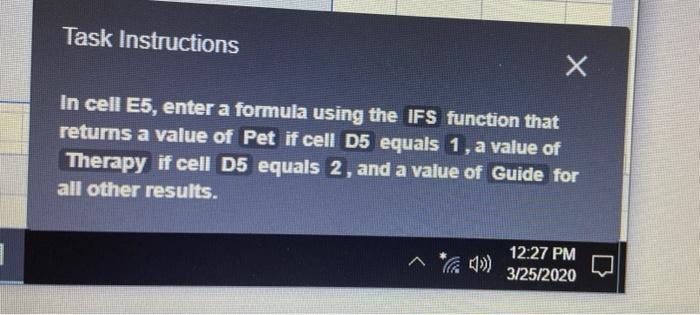 Solved Task Instructions х In cell E5, enter a formula using | Chegg.com