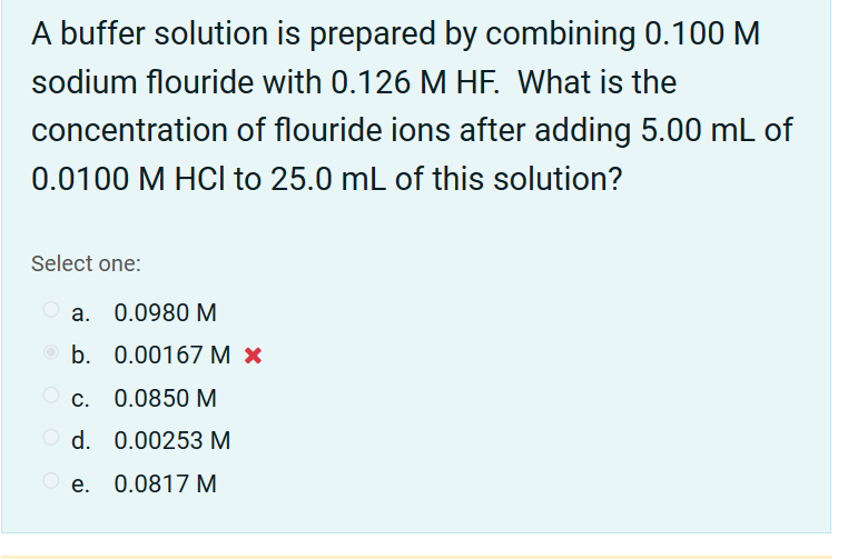 Solved A buffer solution is prepared by combining | Chegg.com