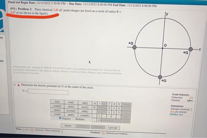 Solved (9\%) Problem 3: Three identical 2.85 nC point | Chegg.com Solved (9\%) Problem 3: Three identical 2.85 nC point | Chegg.com