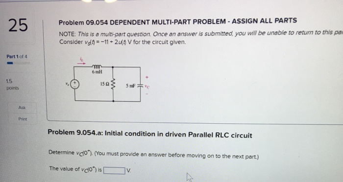 Solved 25 Problem 09.054 DEPENDENT MULTI-PART PROBLEM - | Chegg.com