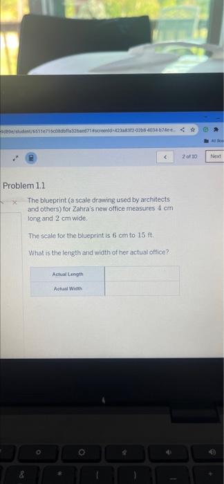 Solved The blueprint (a scale drawing used by architects and | Chegg.com
