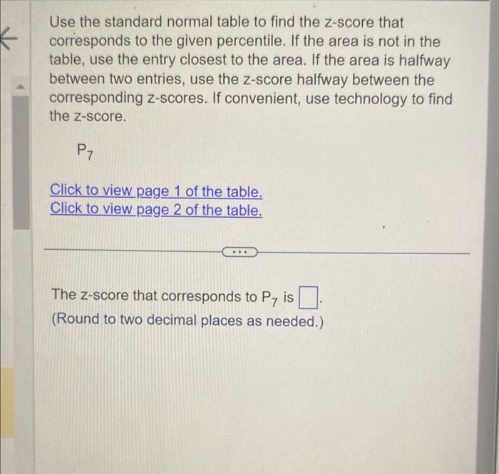 Solved Use the standard normal table to find the z-score | Chegg.com