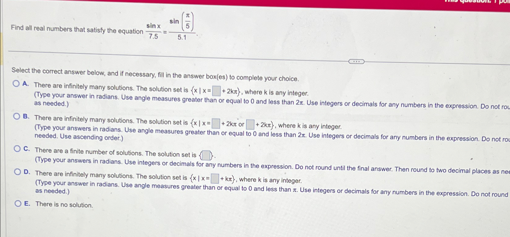 Solved Find all real numbers that satisfy the equation | Chegg.com