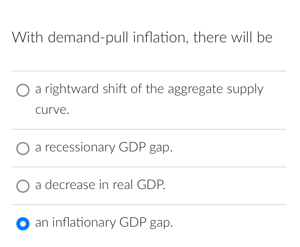 Solved With demand-pull inflation, there will bea rightward | Chegg.com