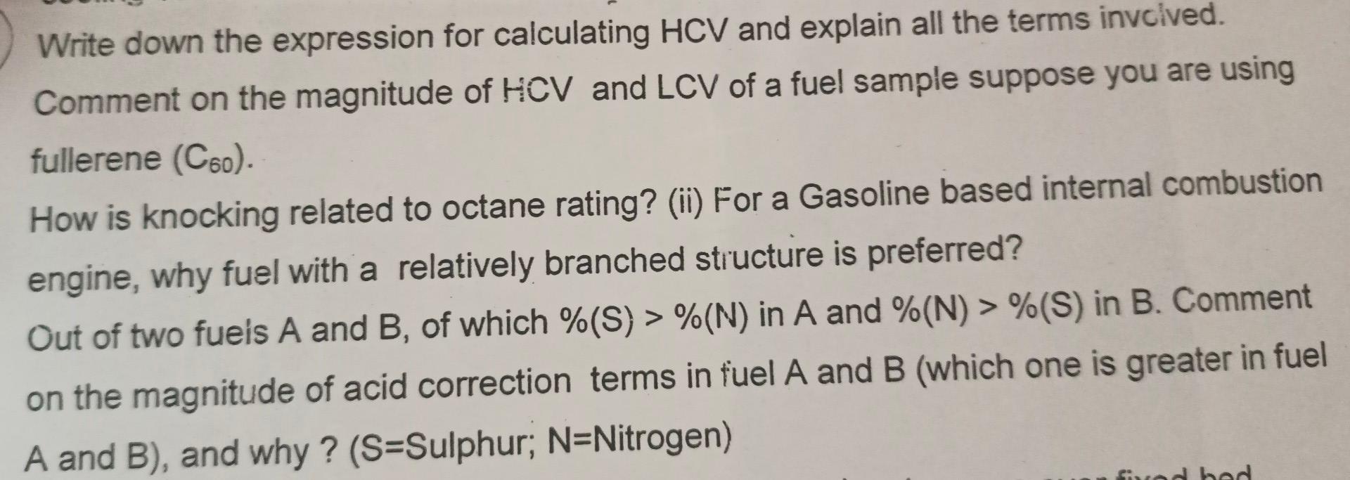 Solved Write down the expression for calculating HCV and | Chegg.com