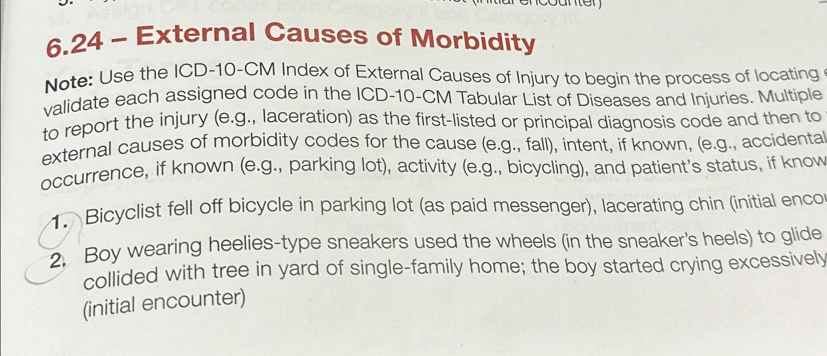 Solved 6.24 - ﻿External Causes of MorbidityNote: Use the | Chegg.com