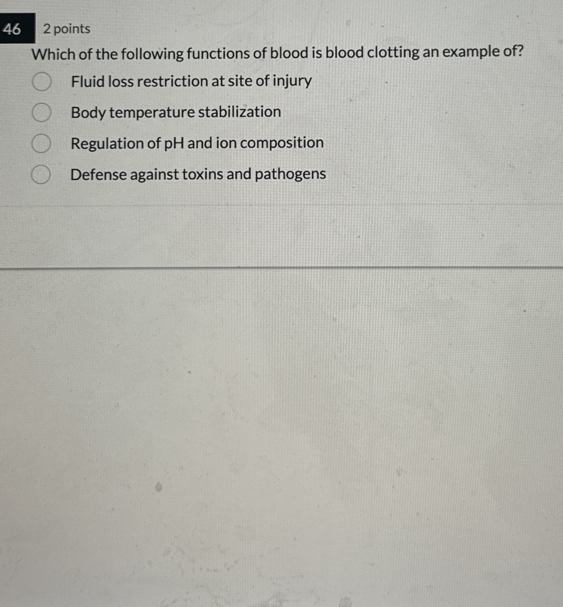 Solved 462 ﻿pointsWhich of the following functions of blood | Chegg.com