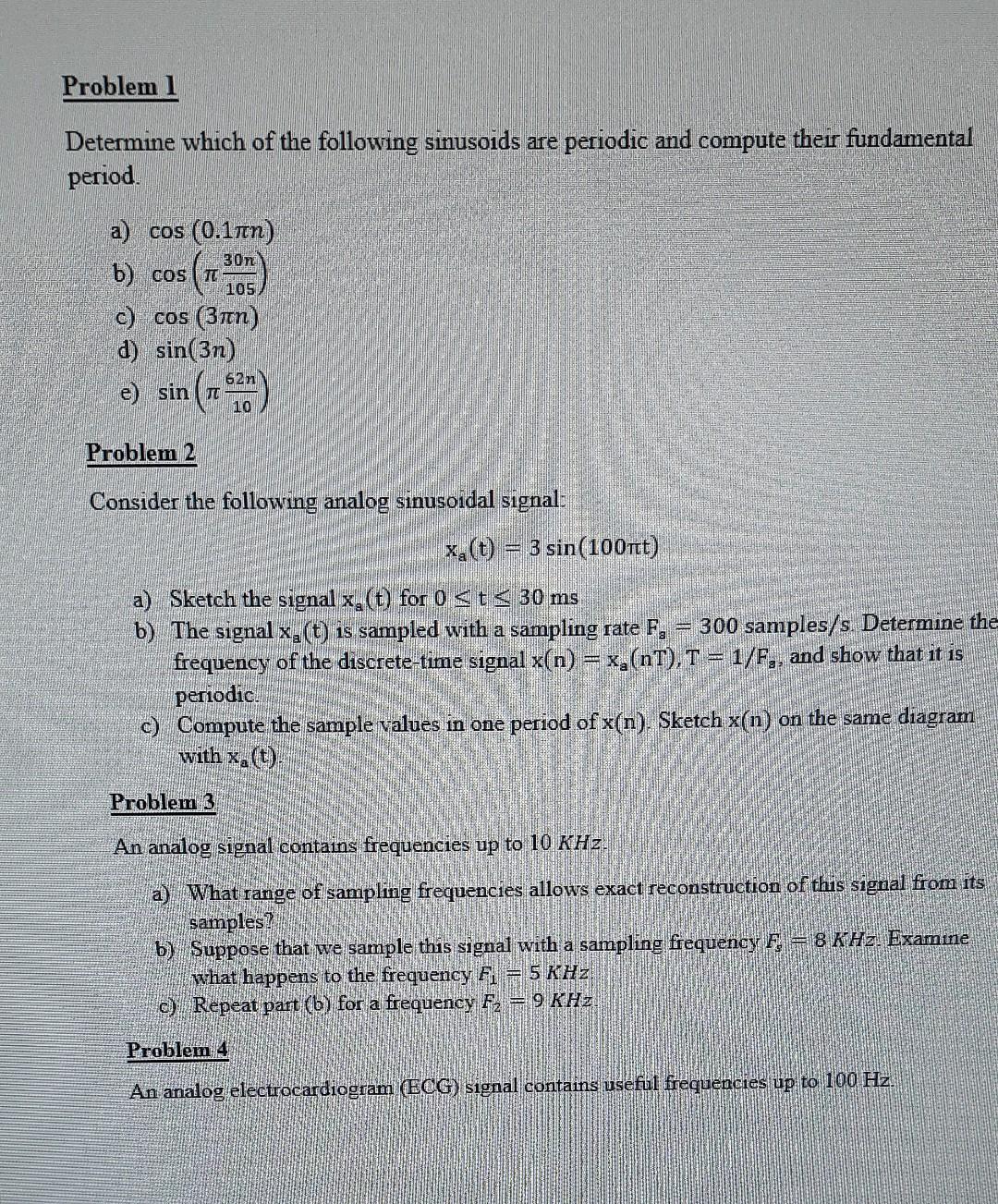 Solved Determine which of the following sinusoids are | Chegg.com
