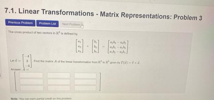 Solved 7.1. Linear Transformations - Matrix Representations: | Chegg.com