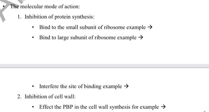 Solved The molecular mode of action: 1. Inhibition of | Chegg.com
