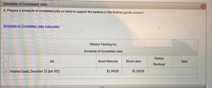 Solved Entries and schedules for unfinished jobs and | Chegg.com