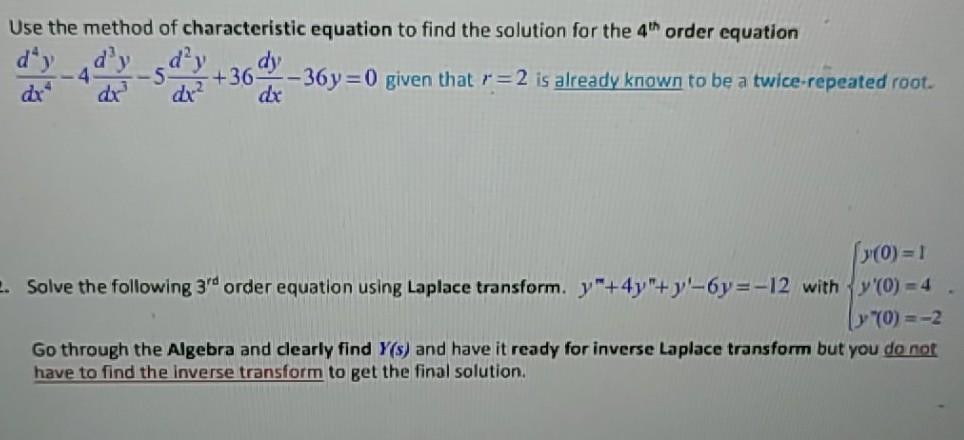 Solved Use the method of characteristic equation to find the | Chegg.com