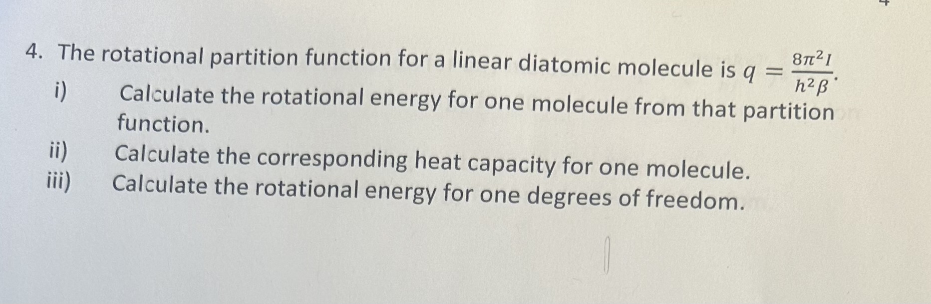 Solved The rotational partition function for a linear | Chegg.com