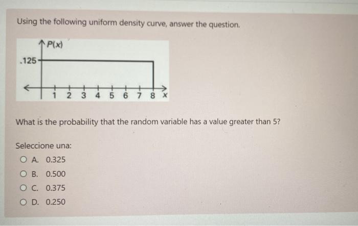 Solved Using the following uniform density curve, answer the | Chegg.com