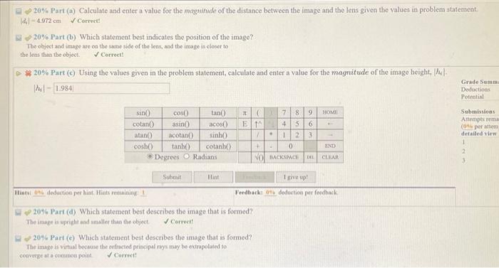 Solved (13\%) Problem 5: An object with beight 0.95 cm is | Chegg.com