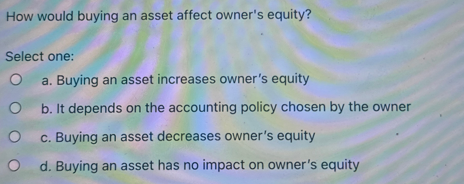 Solved How would buying an asset affect owner's | Chegg.com