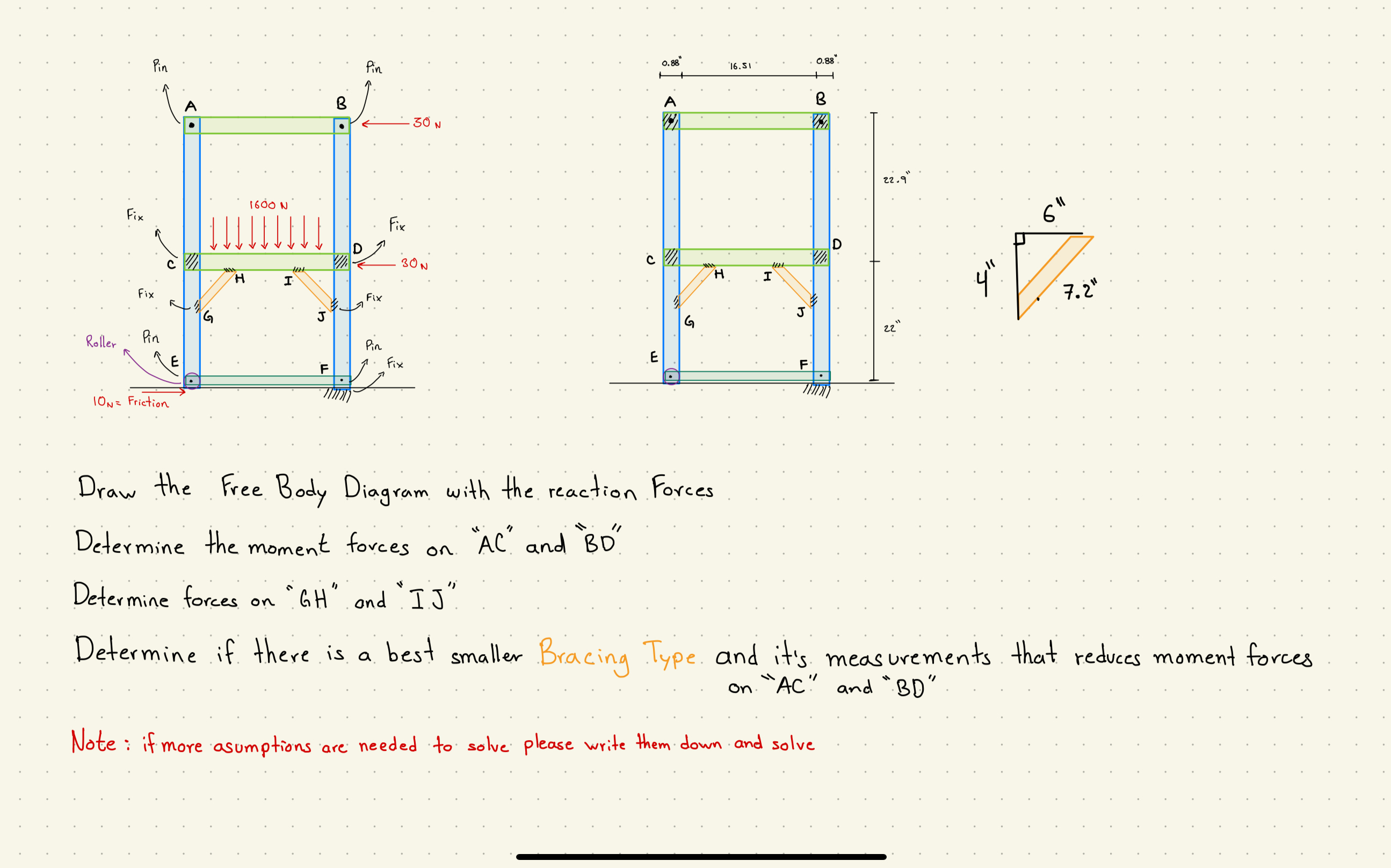 Solved Draw the Free Body Diagram with the reaction | Chegg.com