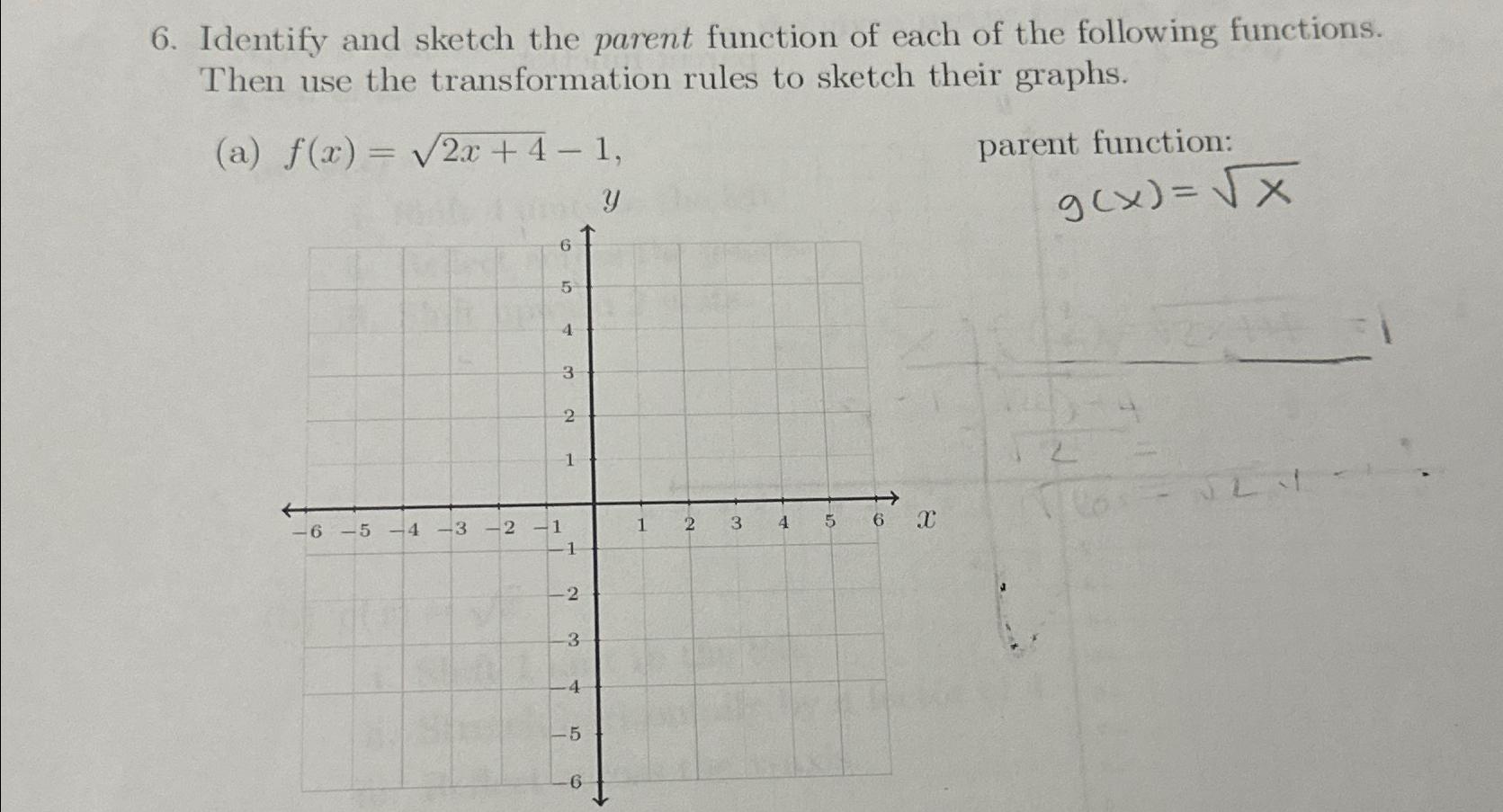 Solved Identify and sketch the parent function of each of | Chegg.com