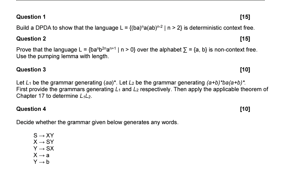 Solved Question 1[15]Build a DPDA to show that the language | Chegg.com