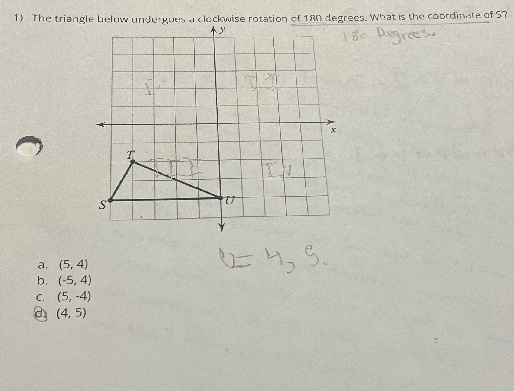Solved The triangle below undergoes a clockwise rotation of | Chegg.com