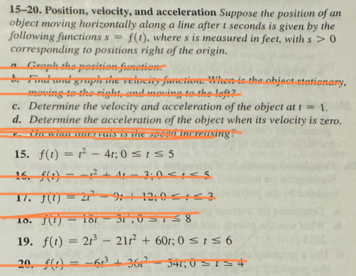 Solved 15-20. ﻿Position, velocity, and acceleration Suppose | Chegg.com