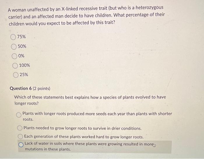 Solved A woman unaffected by an X-linked recessive trait | Chegg.com