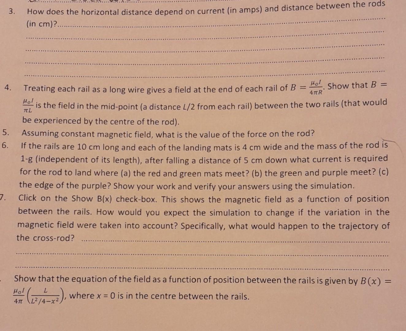 3. How does the horizontal distance depend on current | Chegg.com