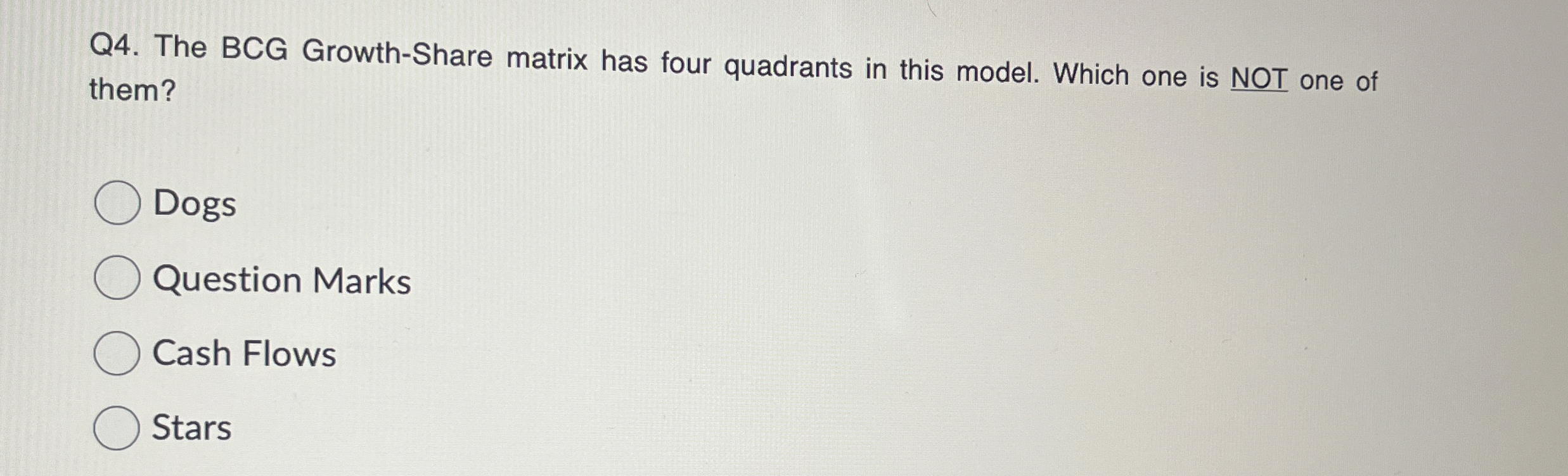 Solved Q4. ﻿The BCG Growth-Share matrix has four quadrants | Chegg.com