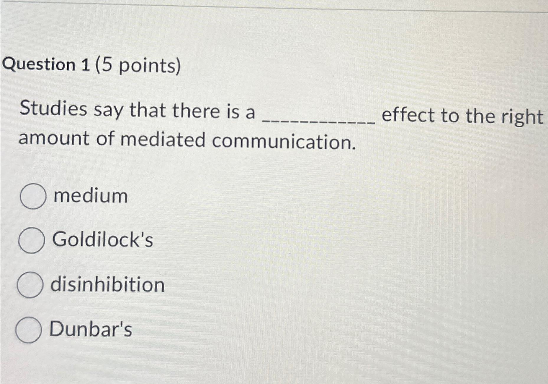 Solved Question 1 (5 ﻿points)Studies say that there is a | Chegg.com