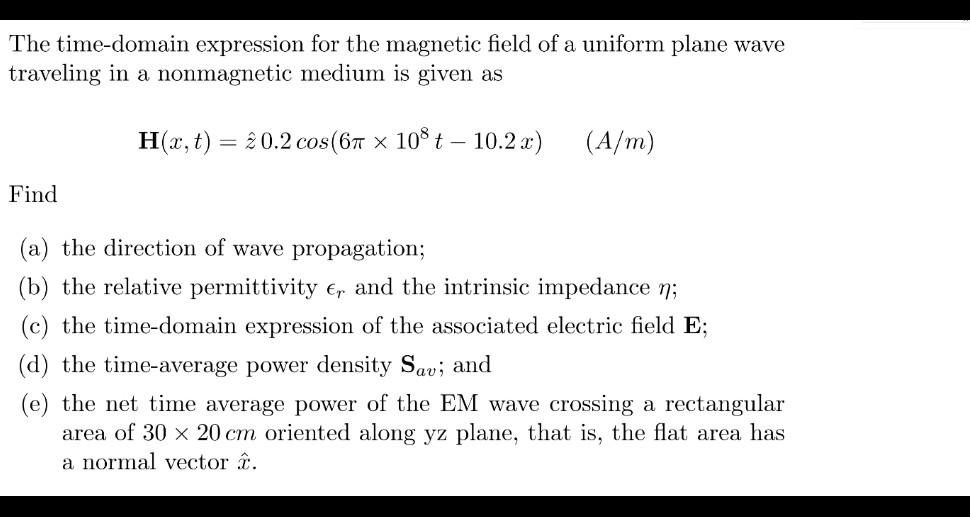 The time-domain expression for the magnetic field of | Chegg.com