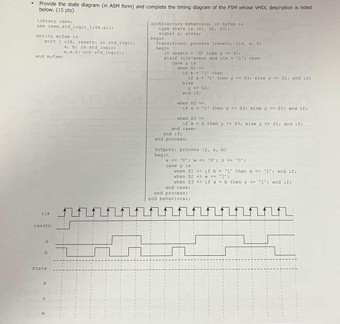 Solved Provide the state diagram (in ASM form) and complete | Chegg.com