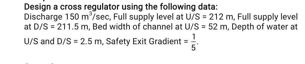 Solved Design a cross regulator using the following data: | Chegg.com