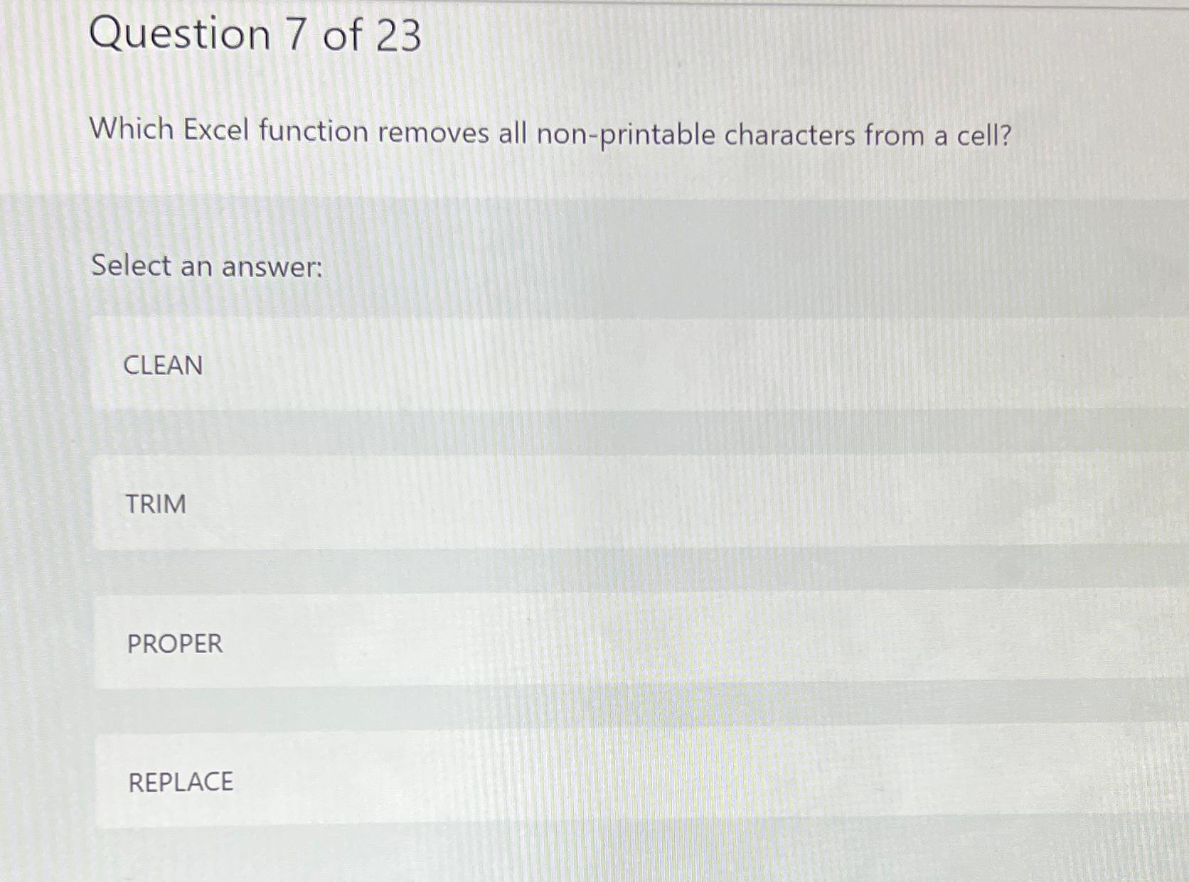 solved-question-7-of-23which-excel-function-removes-all-chegg
